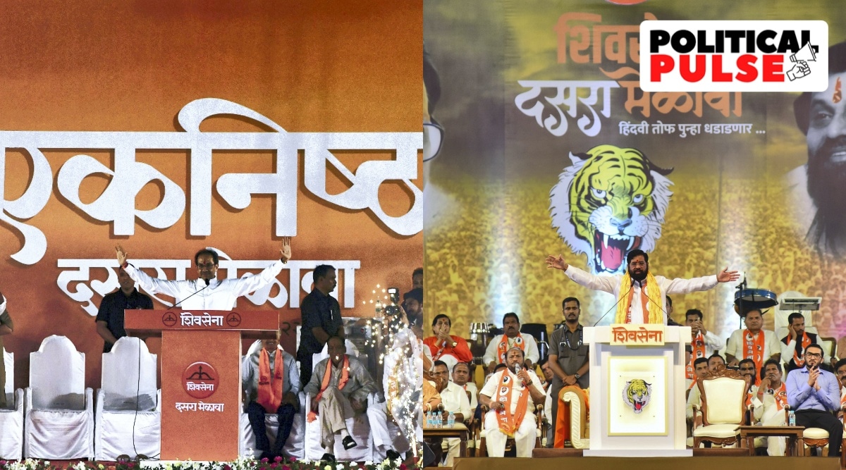 A tale of two Sena rallies: Trading fireworks, Uddhav Thackeray guns for BJP, Eknath Shinde ...