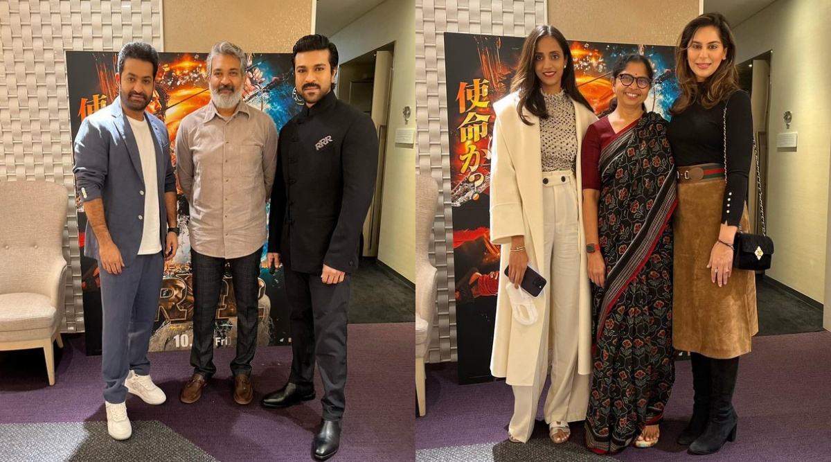 SS Rajamouli, Jr NTR, Ram Charan joined by their partners at RRR ...