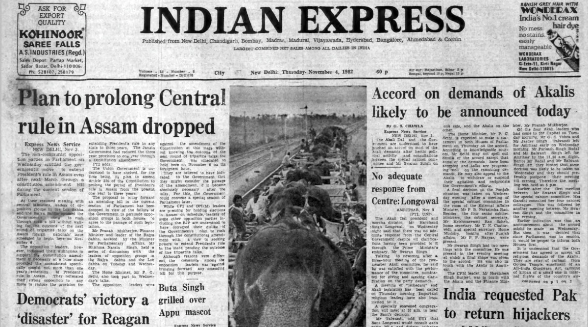 November 4, 1982, Forty Years Ago: No President’s Rule | The Indian Express