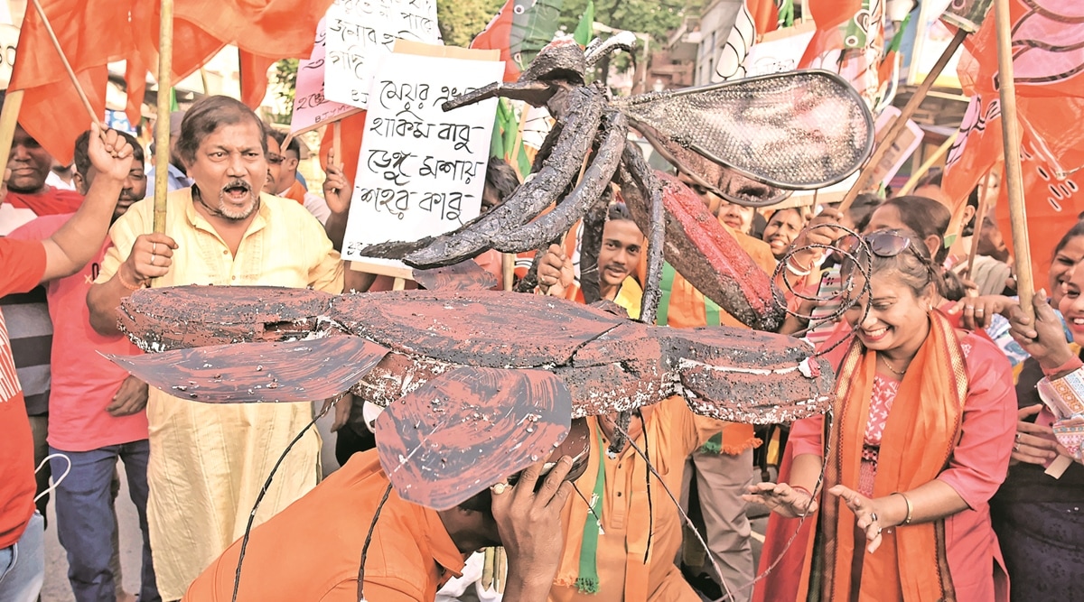 BJP protests outside Kolkata mayor’s house, CM says cases coming down ...