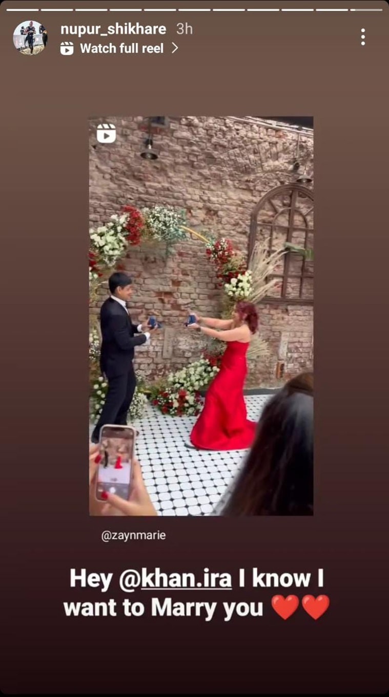 Inside Ira Khan-Nupur Shikhare engagement party: Bride-to-be wowed in red gown, groom wore a tux ...