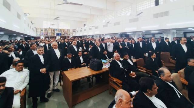 Gujarat High Court advocates protest against recommended transfer of ...