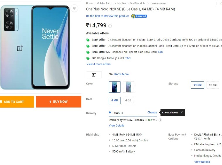 OnePlus Nord N20SE spotted on Flipkart: Price, others details to ...
