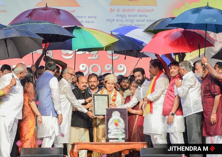 Puneeth Rajkumar posthumously conferred ‘Karnataka Ratna’ award at rain ...