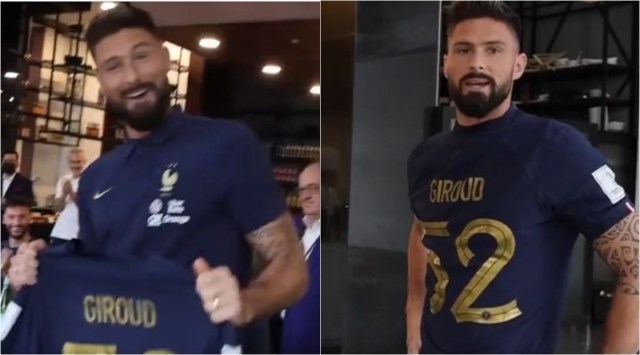 Olivier Giroud presented with special jersey after becoming France’s ...
