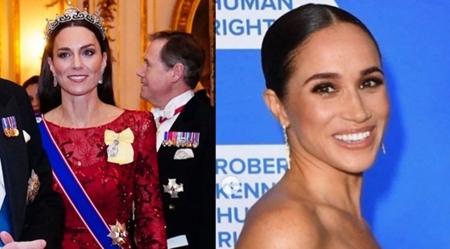 In new appearances, Princess Kate pays tribute to the queen; Meghan ...