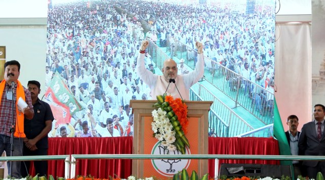 In Karnataka Amit Shah Sounds Poll Bugle Says Congress Jd S Corrupt