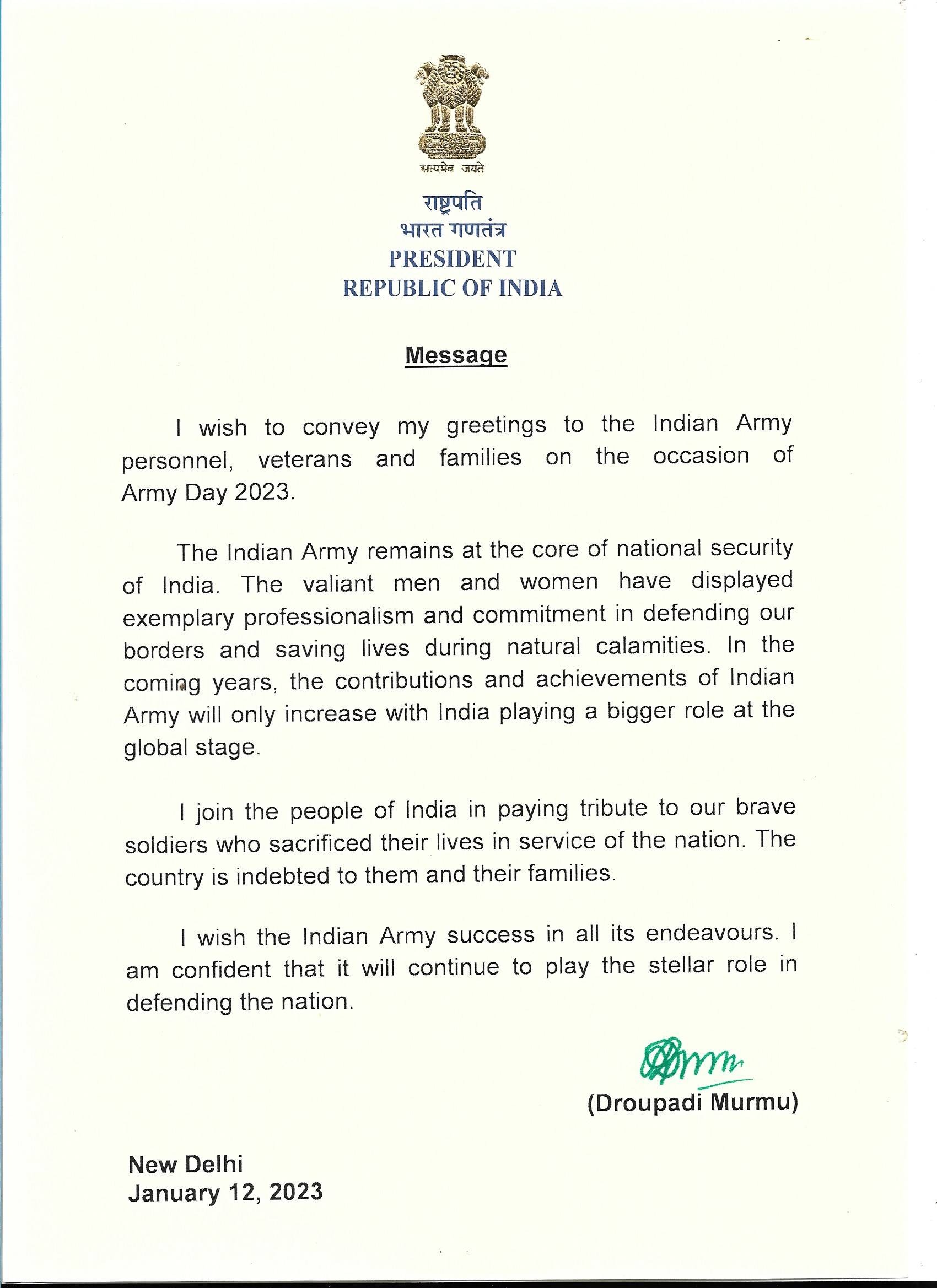 ‘Salute all brave soldiers, their families’: President Murmu, PM Modi ...