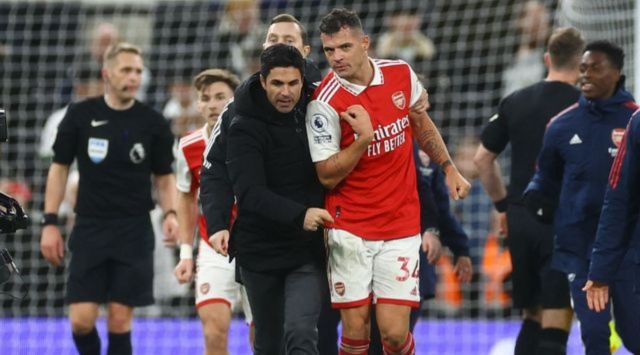 Watch: Mikel Arteta sprints towards Granit Xhaka to stop him from ...