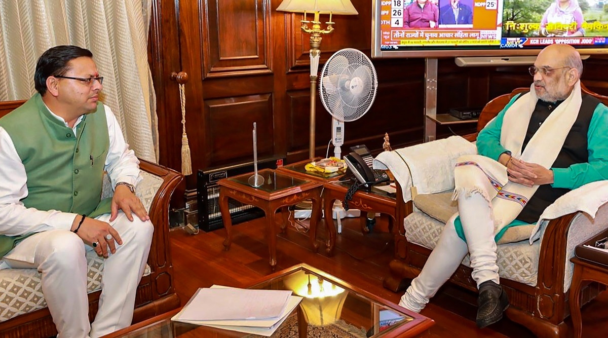 Pushkar Singh Dhami briefs Amit Shah on Joshimath; says 65-70% leading ...