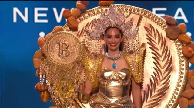 Miss El Salvador dons golden bitcoin outfit at beauty pageant | Fashion ...