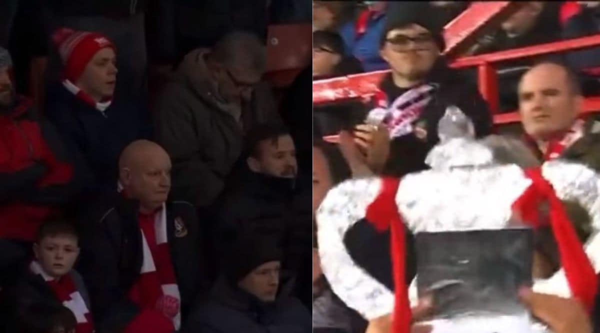 Watch: BBC cameras accidently show fan holding fake FA trophy with ...