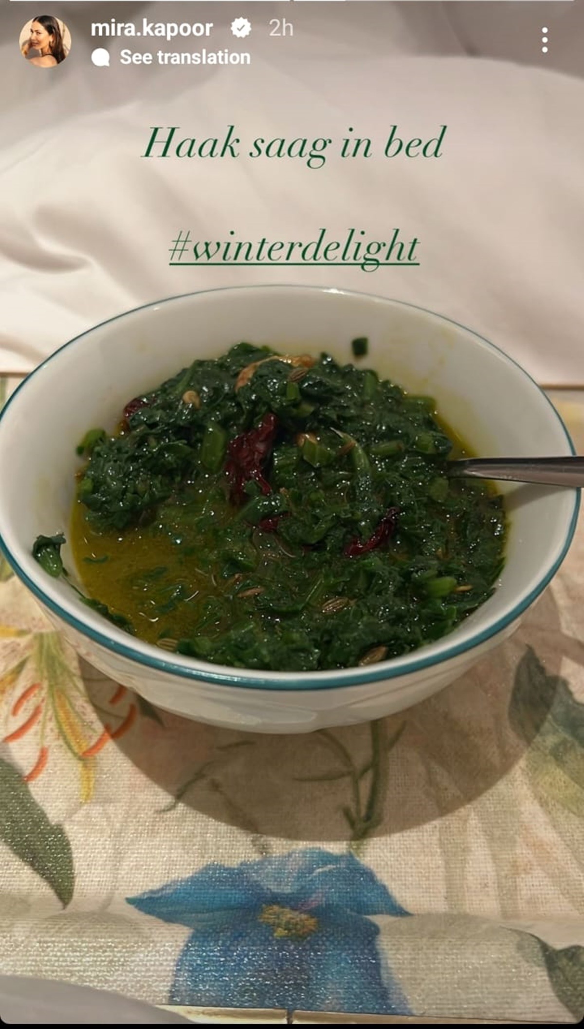 Mira Kapoor relishes ‘haak saag in bed’; know about the Kashmiri green ...