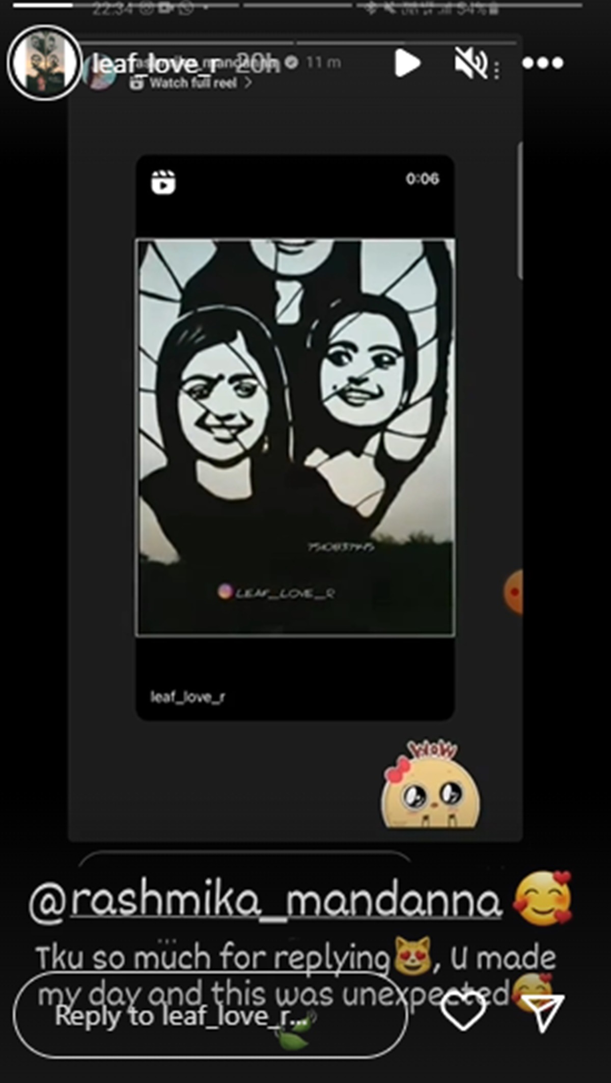 Rashmika Mandanna responds to leaf artist's artwork; leaves him 'shocked'