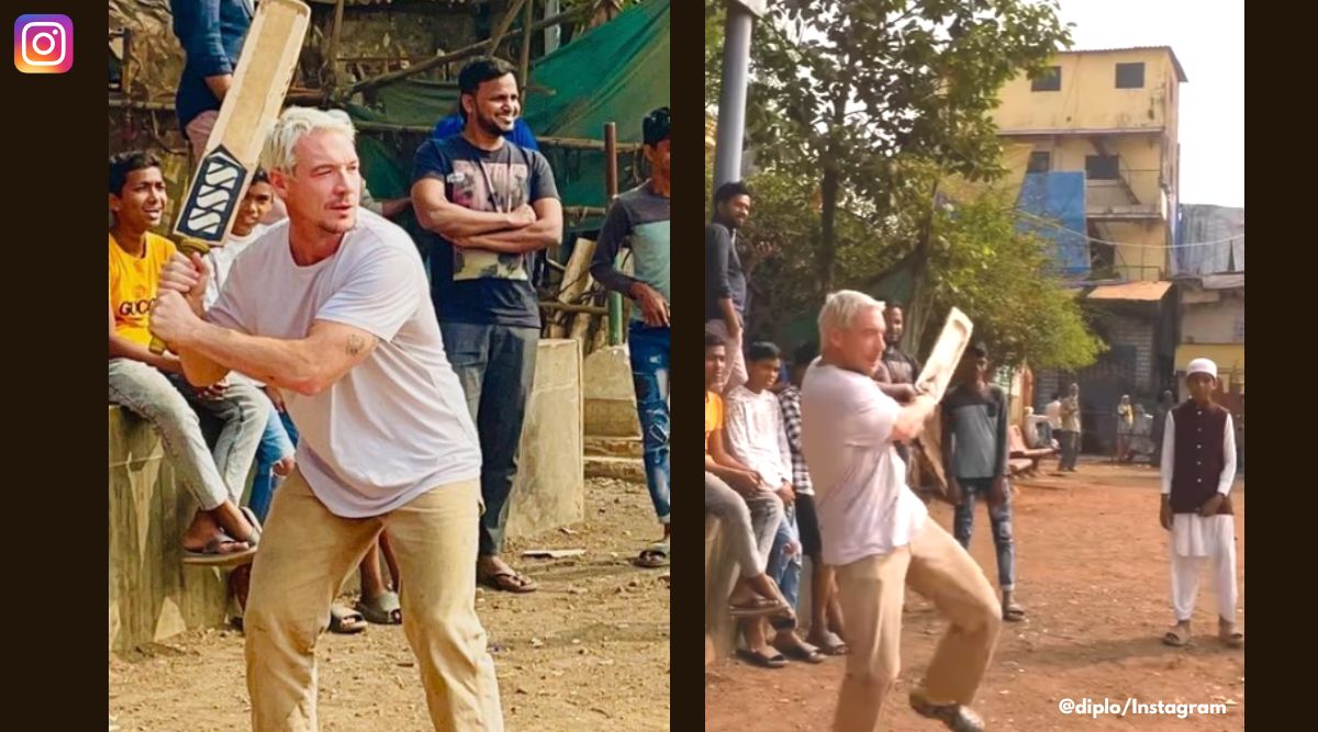 Grammy Award-winning artist DJ Diplo plays street cricket with kids in ...