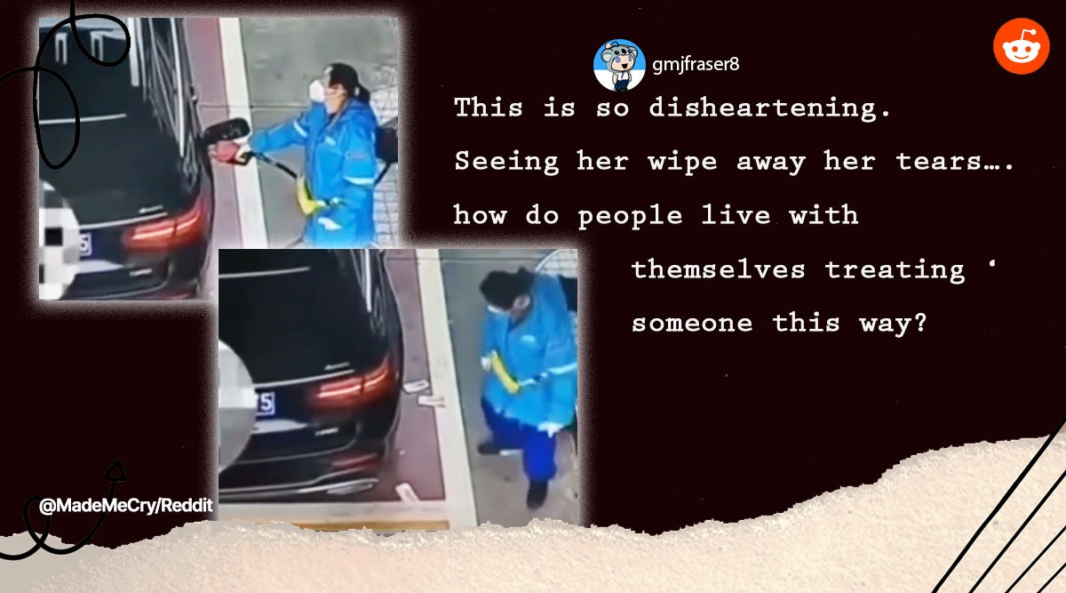 Watch: Luxury car owner throws cash on ground at gas station, woman ...