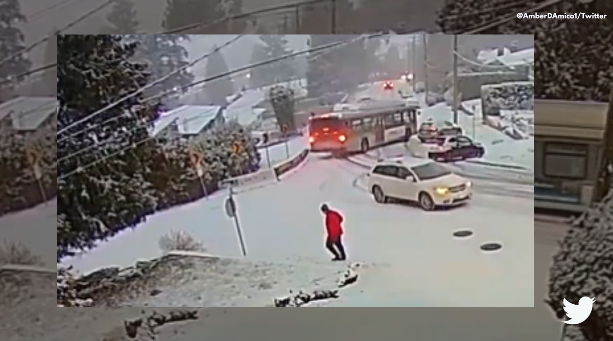 Watch: Bus skids on icy road, crashes into cars | Trending News - The ...