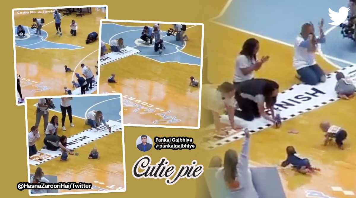 Babies crawl across basketball court to race against each other. Watch ...