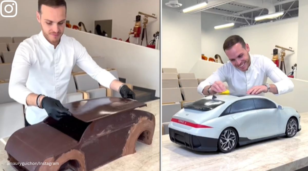 Celebrated pastry chef Amaury Guichon makes ‘chocolate electric car ...