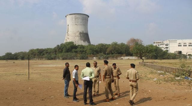Gujarat: 85-metre cooling tower brought down in 8 seconds | Ahmedabad ...