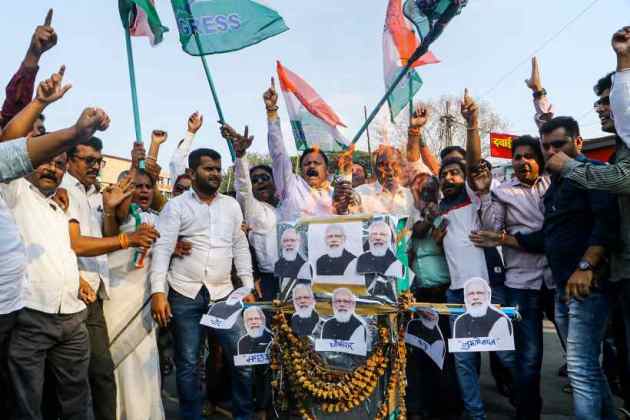 Congress Leaders Protest Against Rahul Gandhis Disqualification In