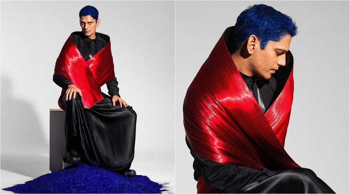 Vijay Varma poses in metal sari, blue hair as he turns muse for ...