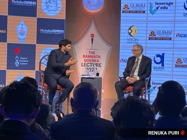 Philanthropist and author Bill Gates delivers the fifth Ramnath Goenka ...