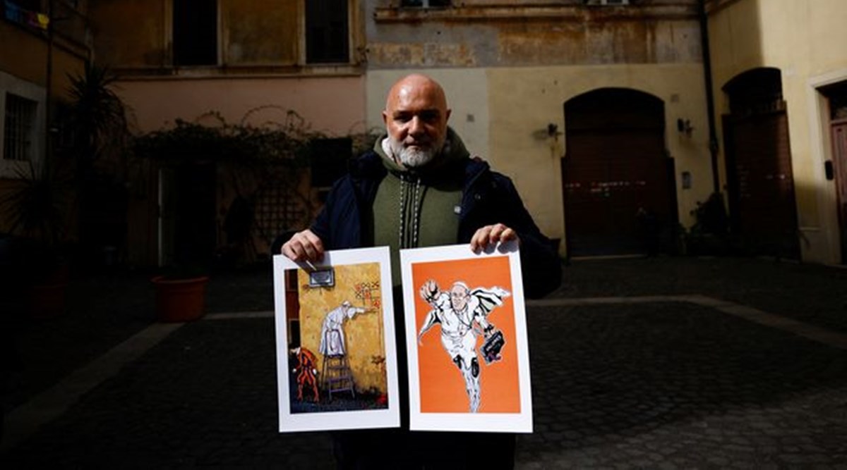 Rome street artist’s career took flight by painting pope as superhero ...