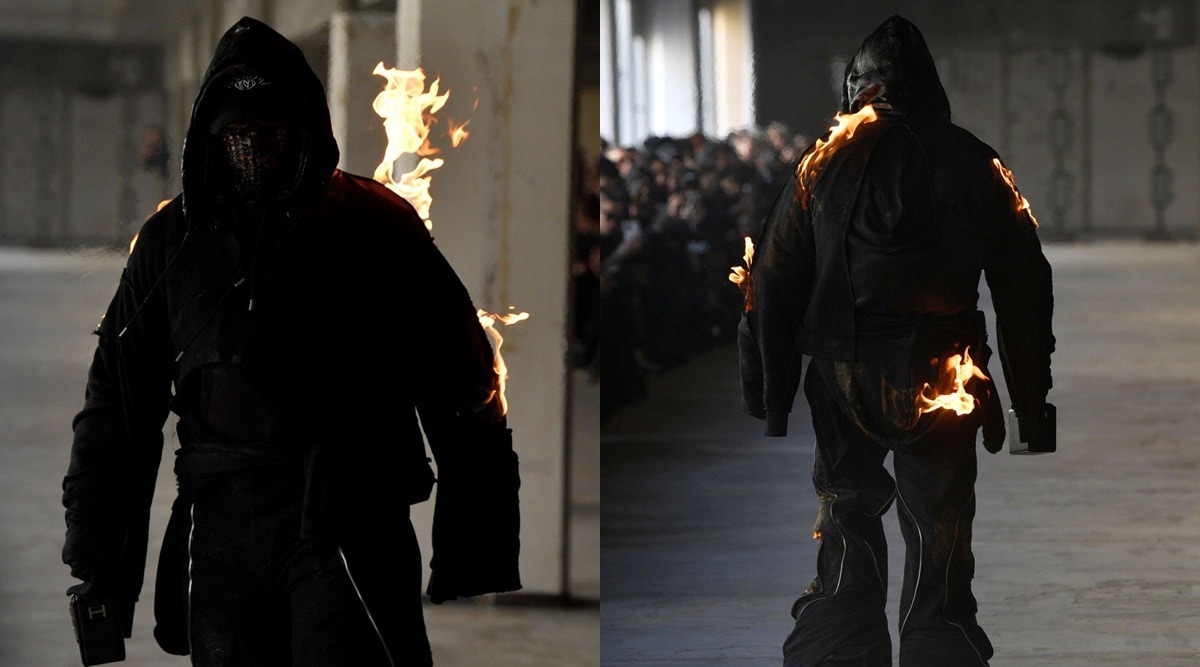 Paris Fashion Week: Model walks Heliot Emil runway engulfed in flames ...