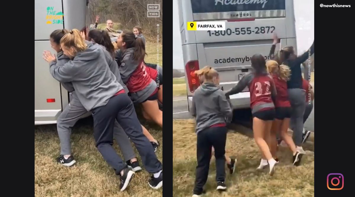Watch: Women’s lacrosse team pushes bus stuck in mud | Trending News ...