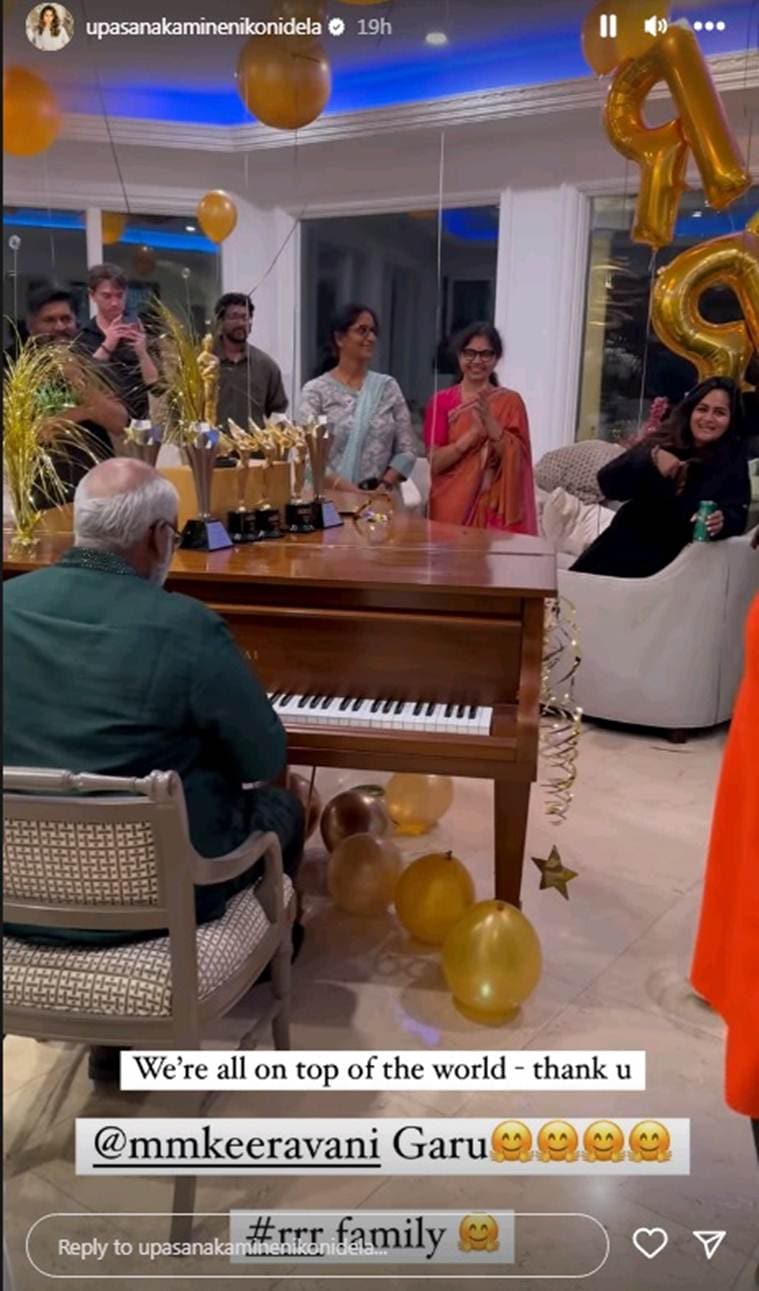 MM Keeravani plays piano at Oscars after-party, Naatu Naatu singers ...