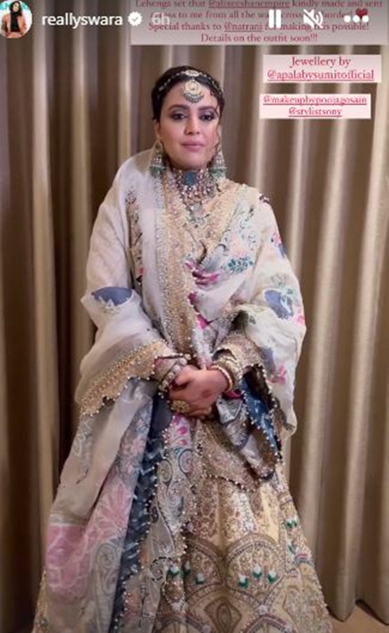 Swara Bhasker dresses up in a lehenga by a Pak designer for wedding ...