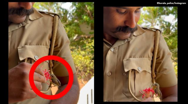Kerala Police share adorable video with a bird perched on a policeman’s ...