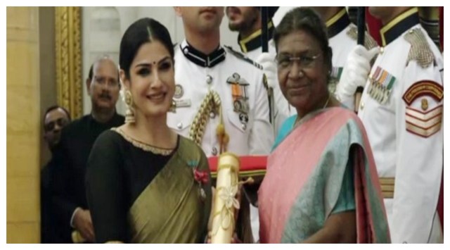 Raveena Tandon receives Padma Shri, see video | Bollywood News - The ...