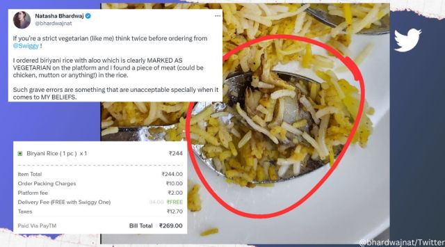Woman finds pieces of meat in biryani marked as vegetarian, complains ...
