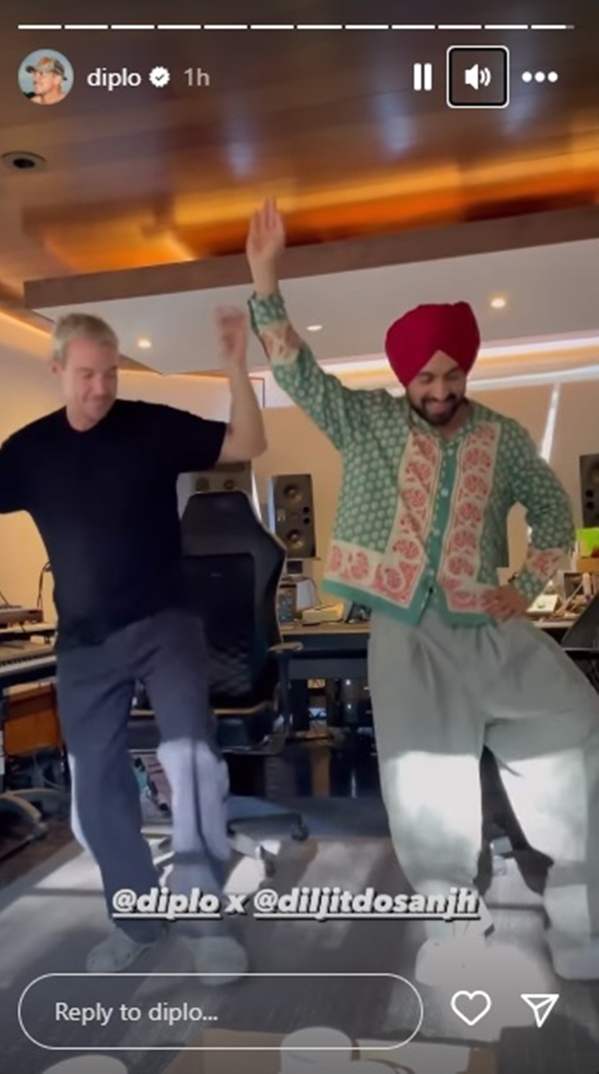 Diljit Dosanjh teaches Diplo some Bhangra steps as the duo works on a ...