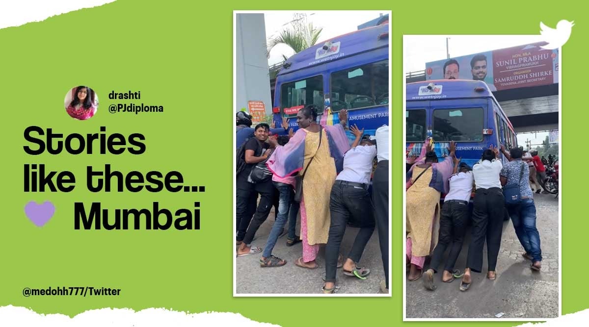 Mumbai Police share video of people coming together to push a stranded ...
