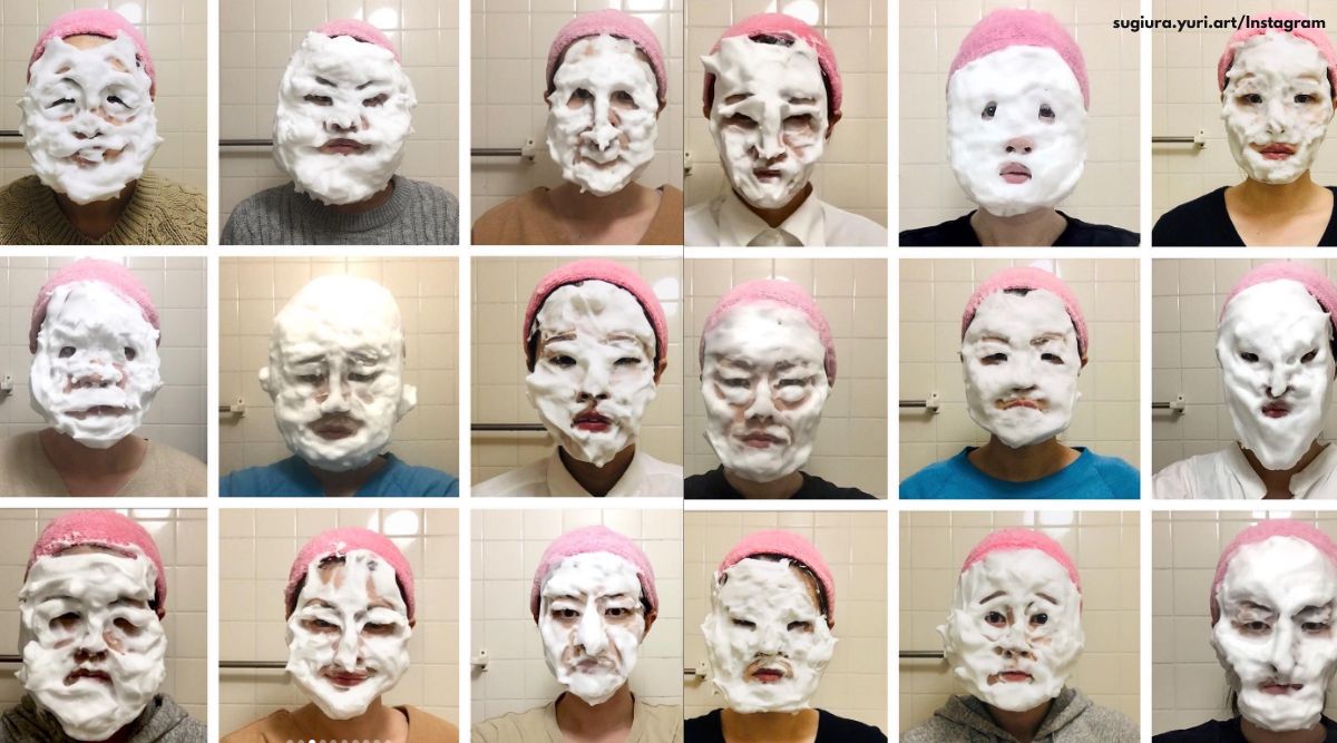 This Japanese artist makes face art using foam. It’s equal parts creepy ...