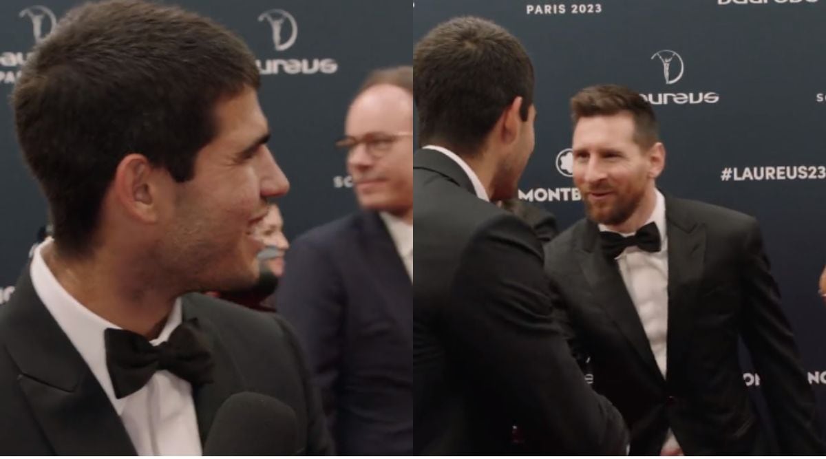 WATCH: Carlos Alcaraz fanboying over meeting Lionel Messi at Laureus ...