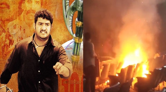 Re-release of Jr NTR’s Simhadri turns chaotic, fire erupts as fans ...