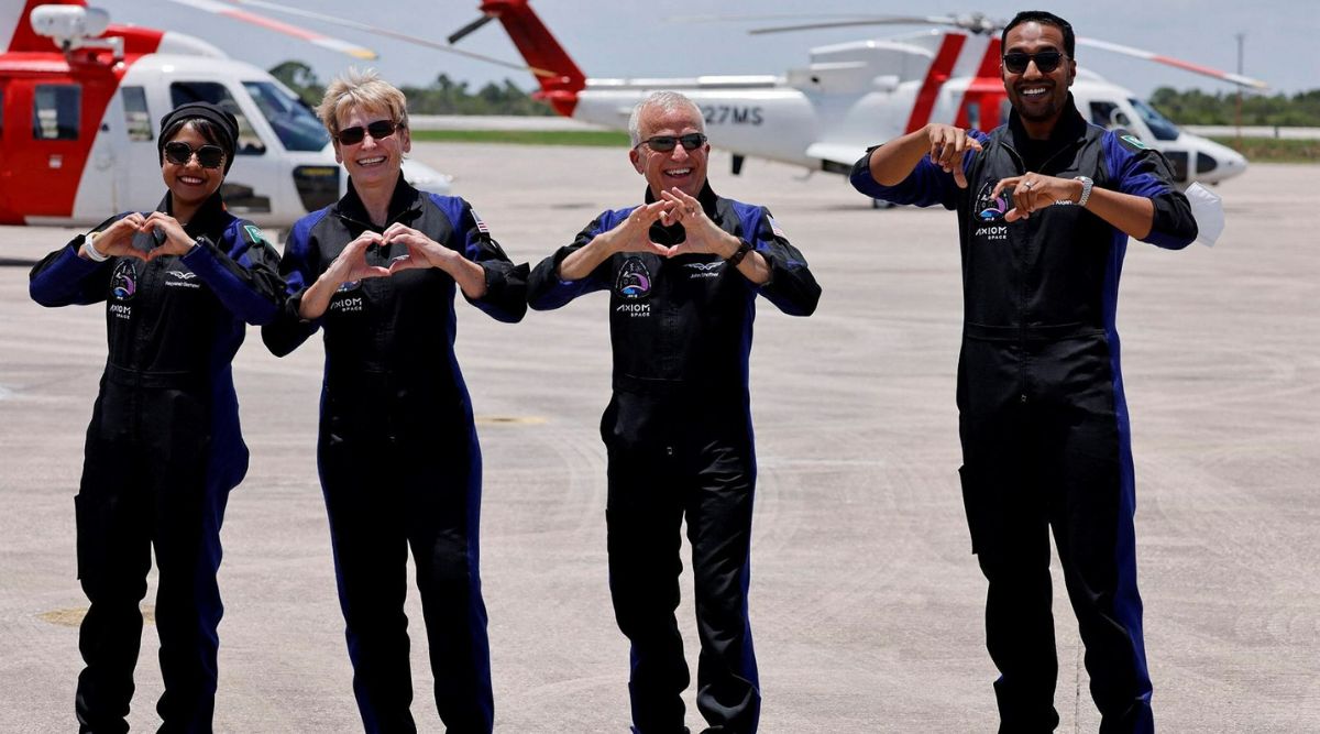 Private astronaut crew, including first Arab woman in orbit, returns ...