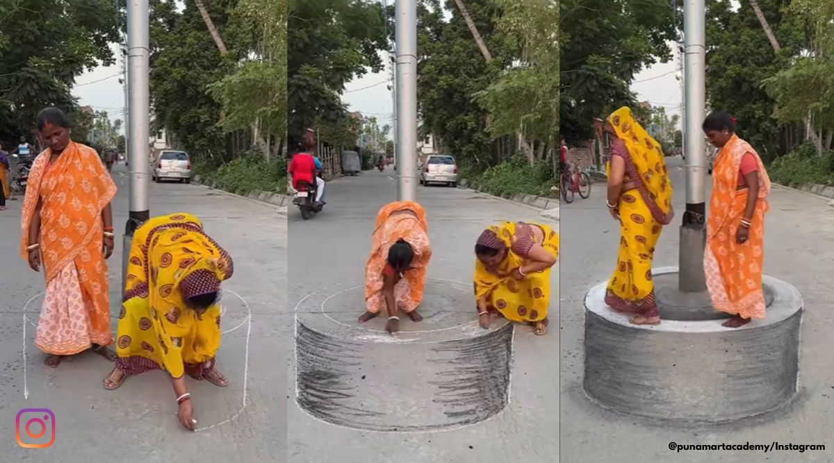 Watch: Using simple strokes, these women created an optical illusion on ...