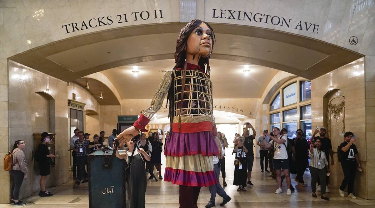 Little Amal, a 12-foot puppet of a Syrian refugee, will travel the US ...