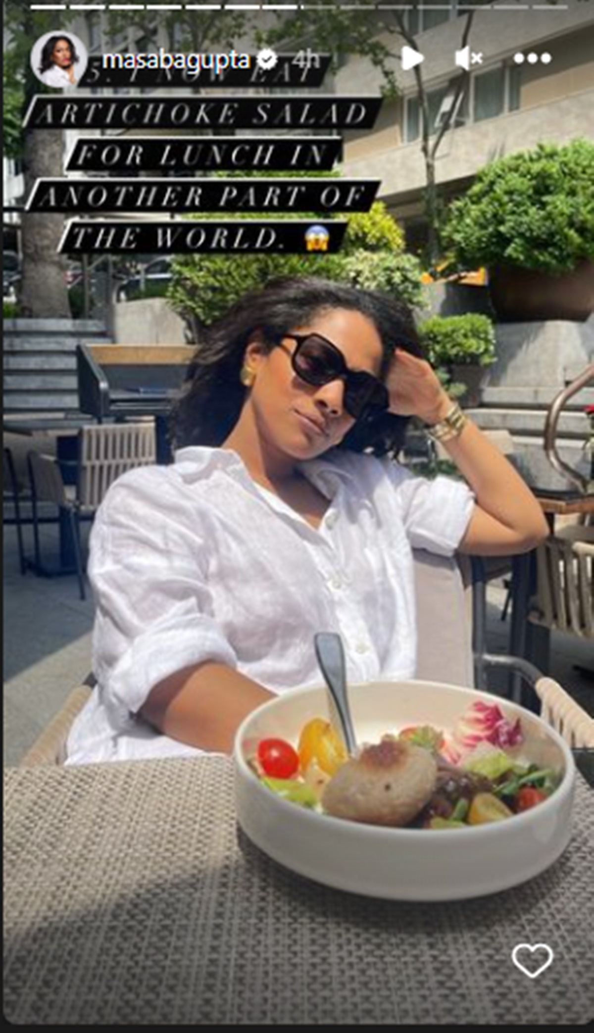 Masaba Gupta enjoys artichoke salad ‘in another part of the world ...
