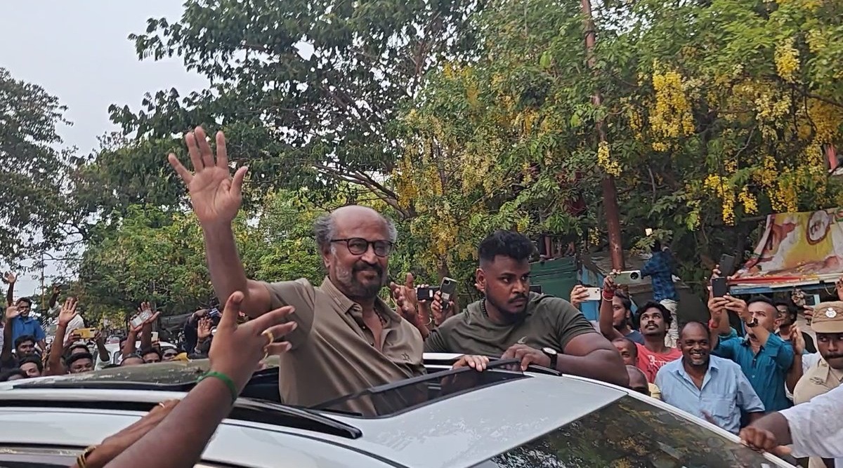 Rajinikanth gets swarmed by fans in Puducherry as he shoots for Lal ...