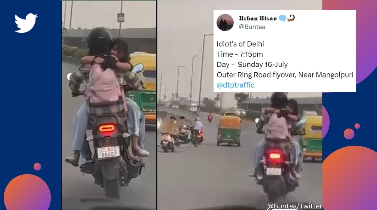 Watch: Couple hug while riding on a motorcycle. Delhi Traffic Police ...