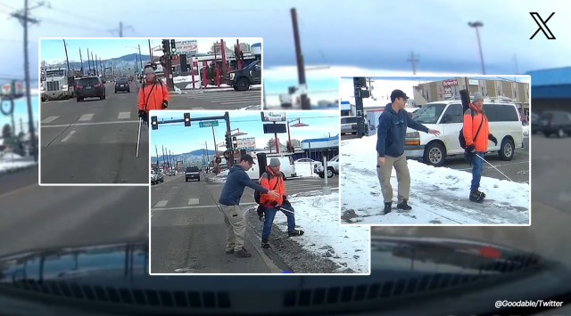 Man gets out of car to help blind man who inadvertently walks into ...