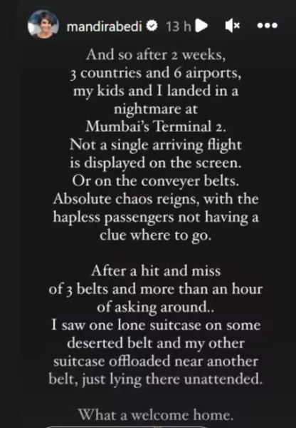 Mandira Bedi reveals going through a ‘nightmare’ at Mumbai airport ...
