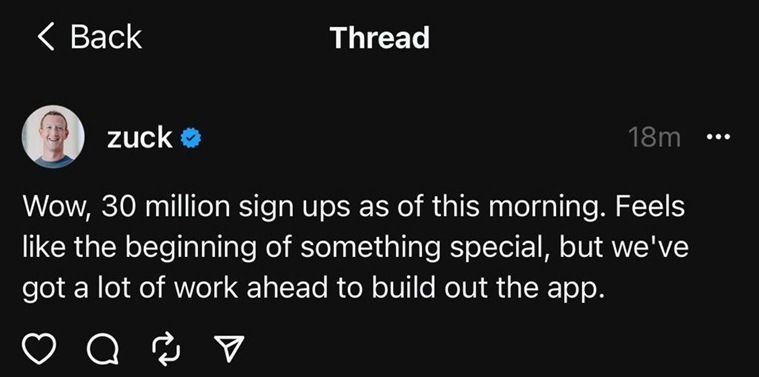 Instagram Threads launch: Mark Zuckerberg just tweeted for the first ... Instagram Threads launch: Mark Zuckerberg just tweeted for the first ...