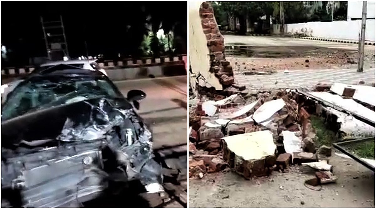 Vadodara: Overspeeding car crashes into compound wall of FDCA, driver ...